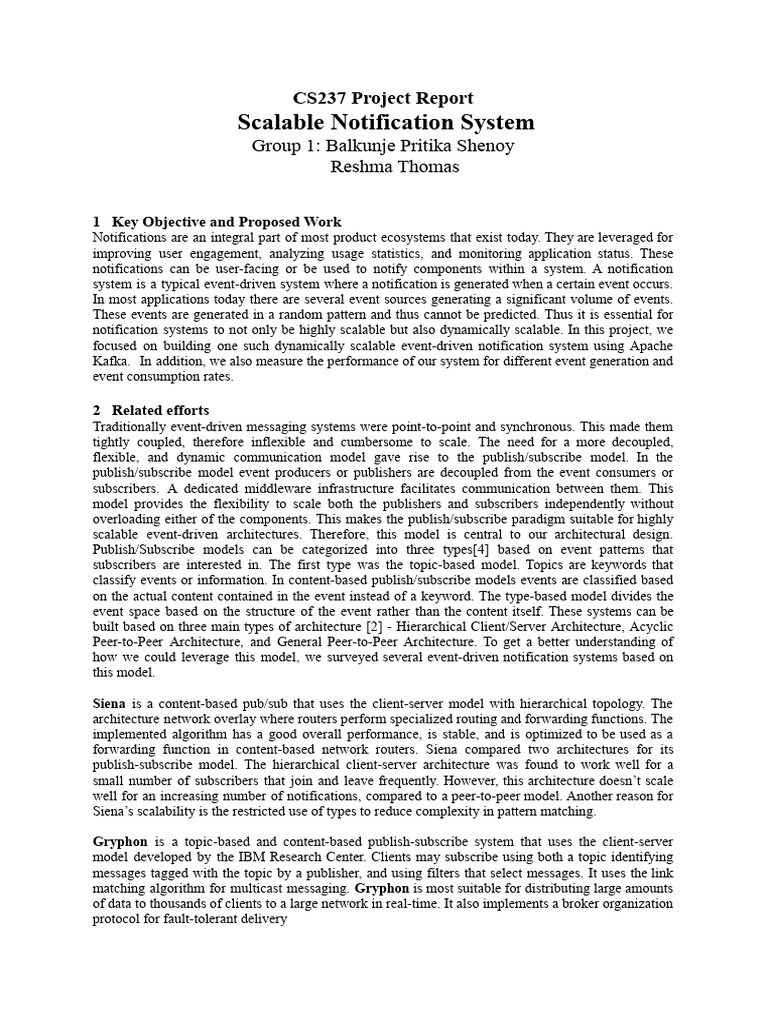 1 Report Design Notifications System Pdf Distributed Computing Software Architecture