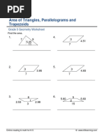 Grade 5 Area of Triangles Parallelograms Trapezoids B | PDF