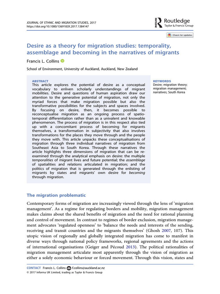 Desire As A Theory For Migration Studies | PDF | Human Migration ...