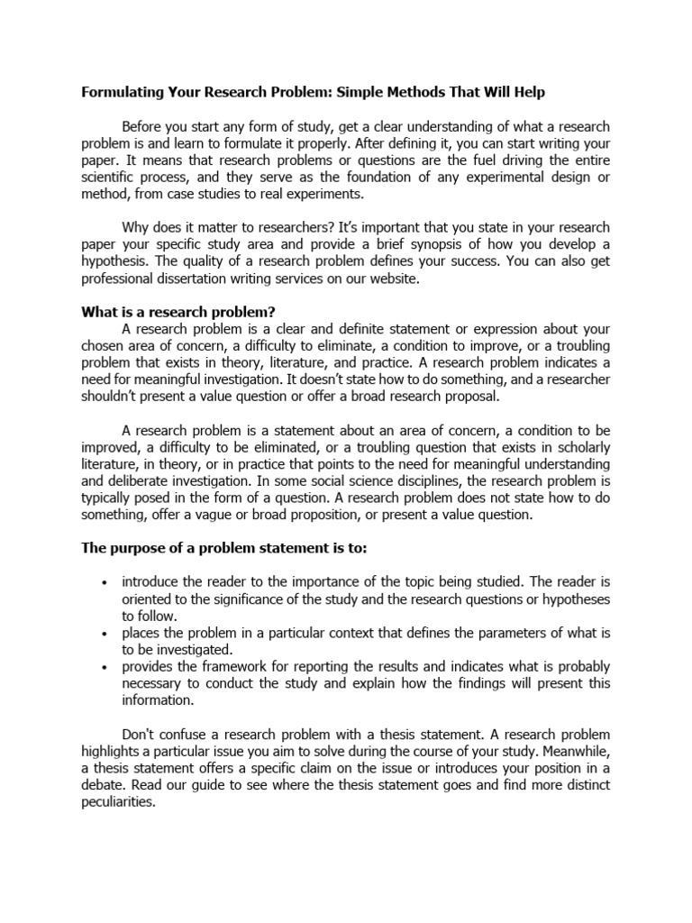 Research Problem Formulation Guide | PDF | Hypothesis | Scientific Method