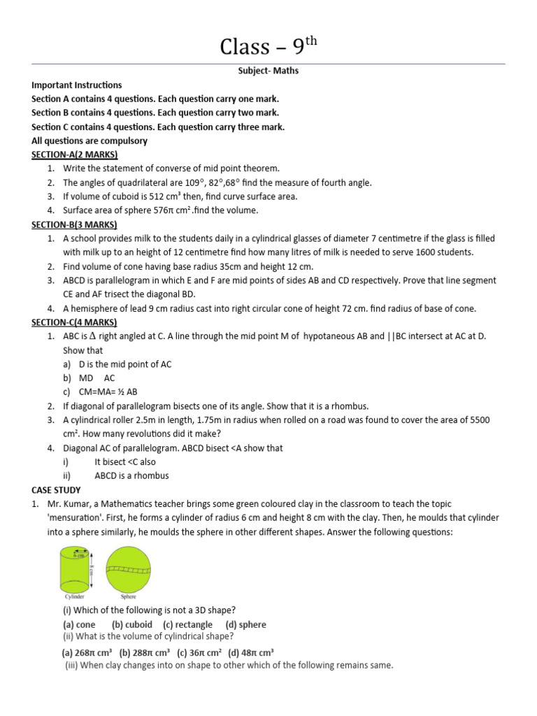Class | PDF | Area | Euclidean Plane Geometry
