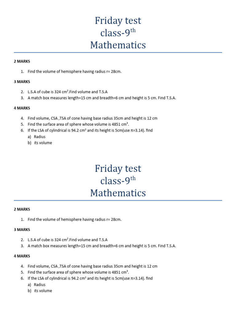 Friday Test | PDF