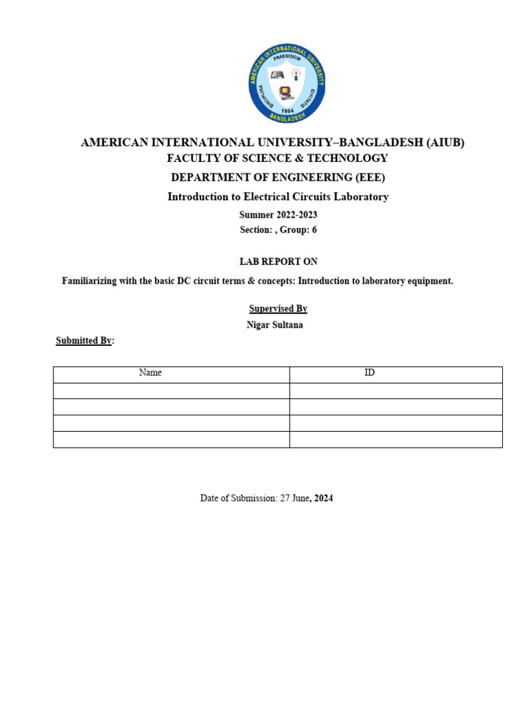 Iec Lab Report 1 | PDF | Voltage | Fuse (Electrical)
