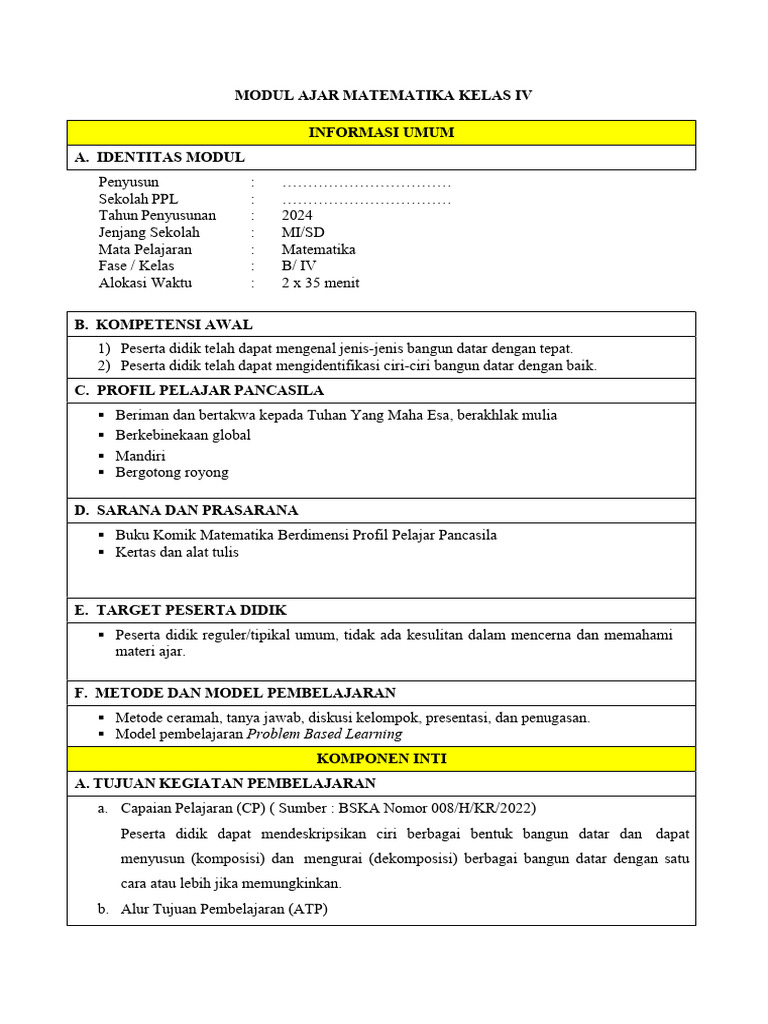 Modul Ajar - Uji Coba1 | PDF