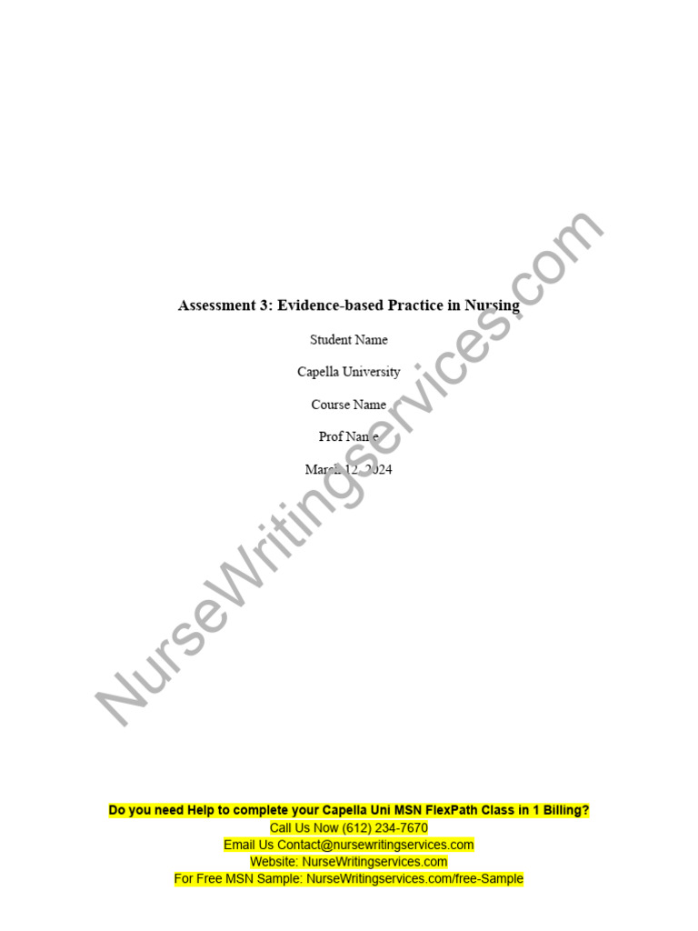 NURS FPX 5005 Assessment 3 Evidence-Based Practice in Nursing | PDF ...