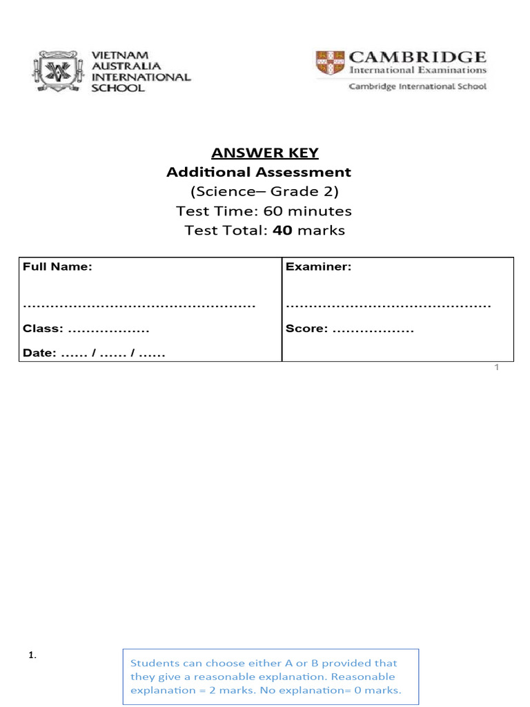 Science Grade 2 Answer Key | PDF