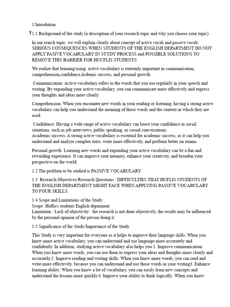 Research Proposal | PDF | Vocabulary | Reading Comprehension