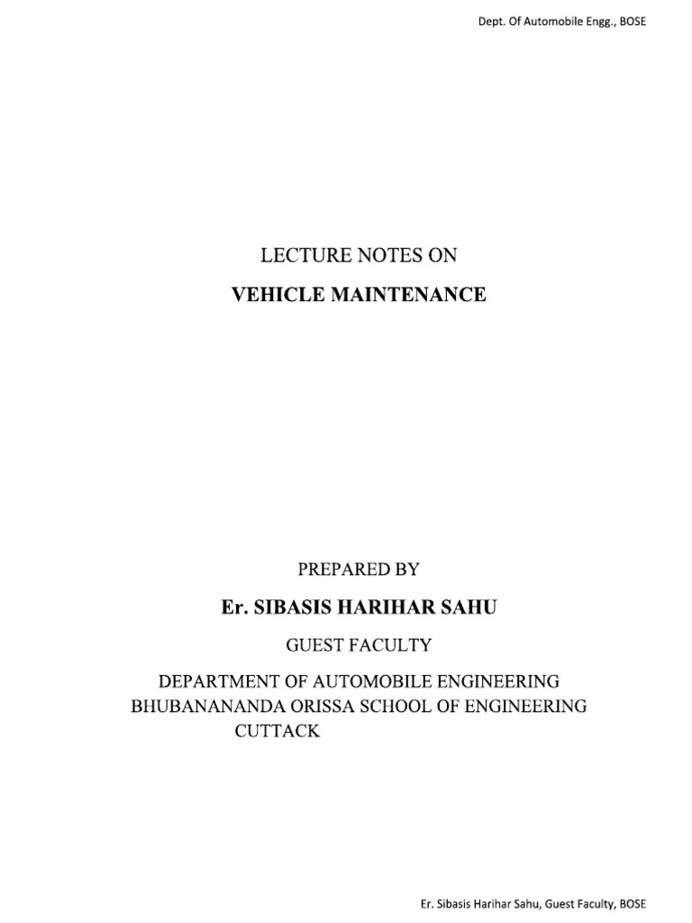 Vehicle Maintenance | PDF