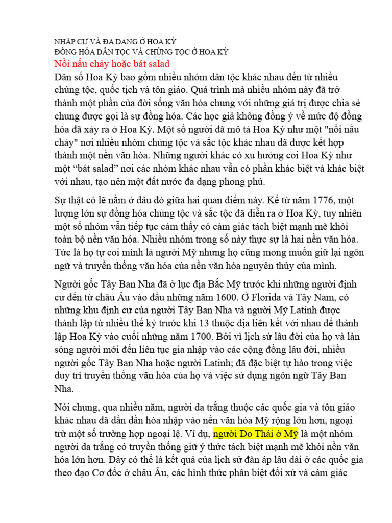 Văn Hoá M Unit 1 | PDF