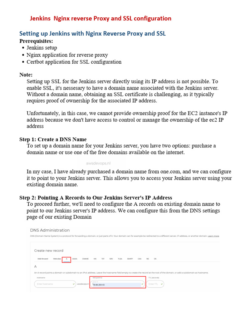 Jenkins & Nginx: Setup with SSL | PDF | Proxy Server | Transport Layer Security