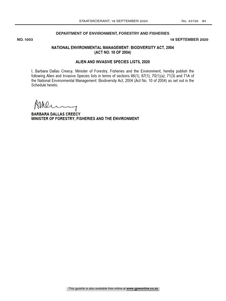 Nemba Invasivespecieslist G43726gon1003 | PDF | Invasive Species ...