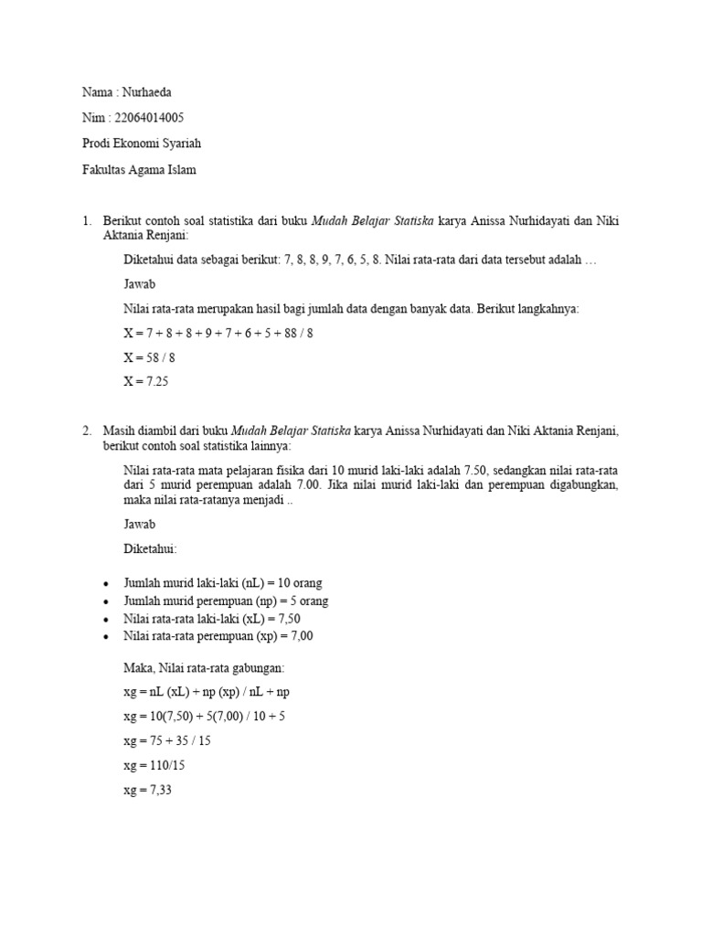 Soal Dan Jawaban Statistika | PDF