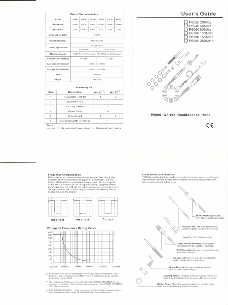 P6000 Oscilloscope Probe Specifications | PDF | Information And ...