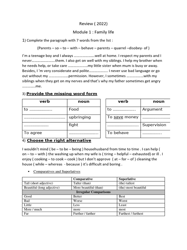 Review 1 and 2 Modules | Download Free PDF | Adjective | Grammar