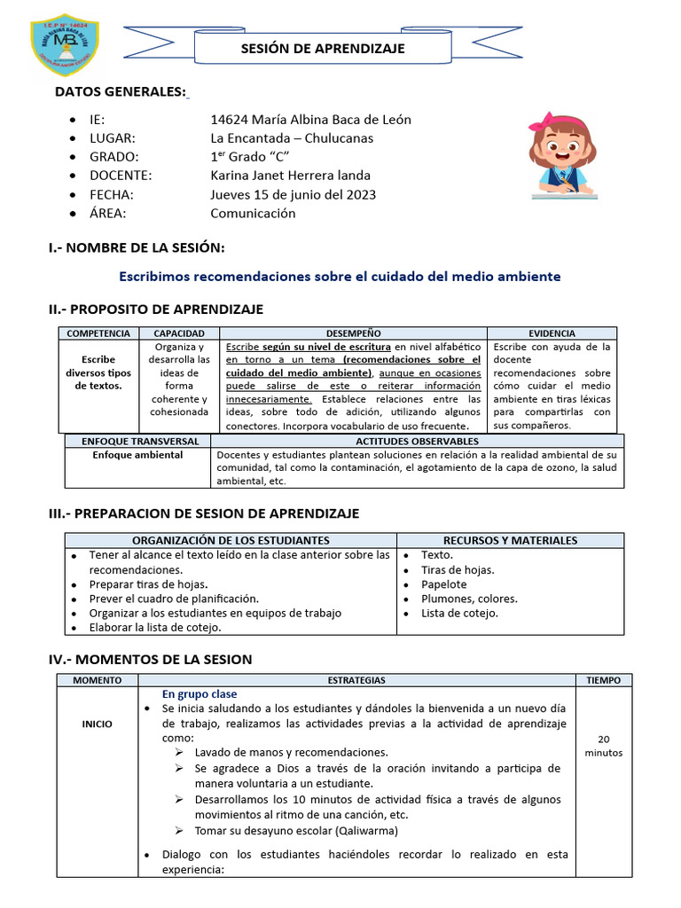 Escribimos Recomendaciones para Cuidar El Medio Ambiente | PDF Escribimos Recomendaciones para Cuidar El Medio Ambiente | PDF