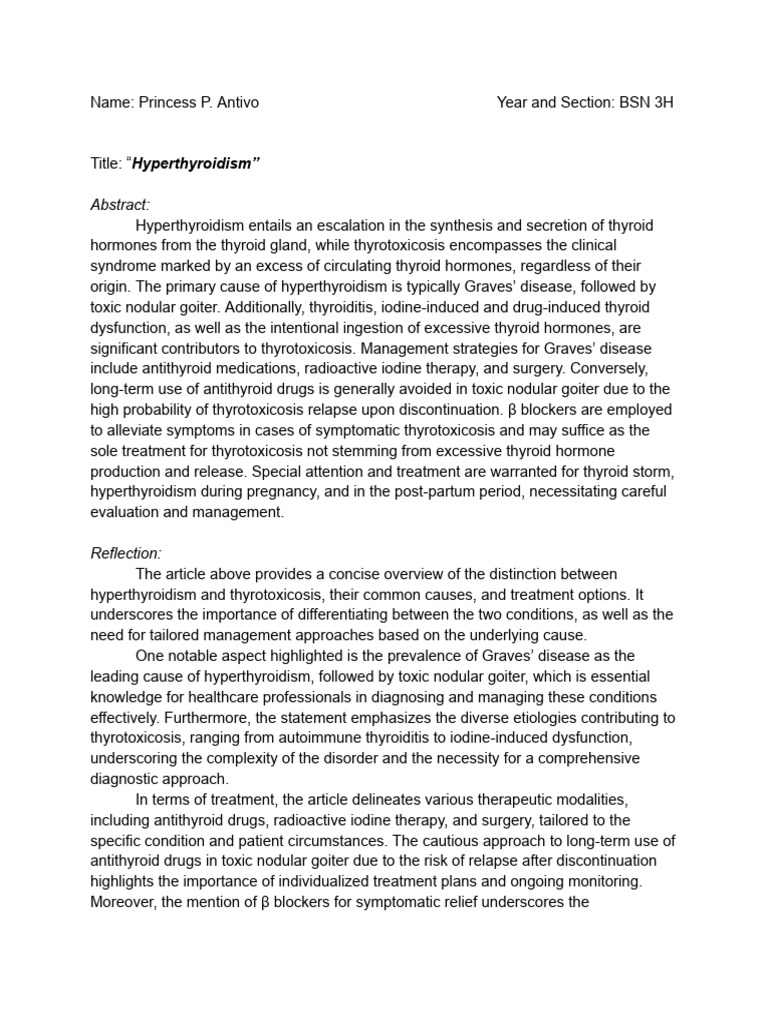 _HYPERTHYROIDISM | PDF | Hyperthyroidism | Thyroid
