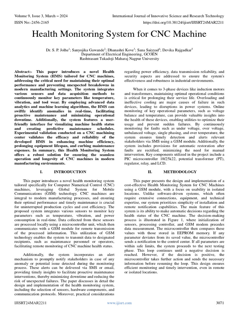 Health Monitoring System for CNC Machine | PDF | Rectifier | Electrical ...