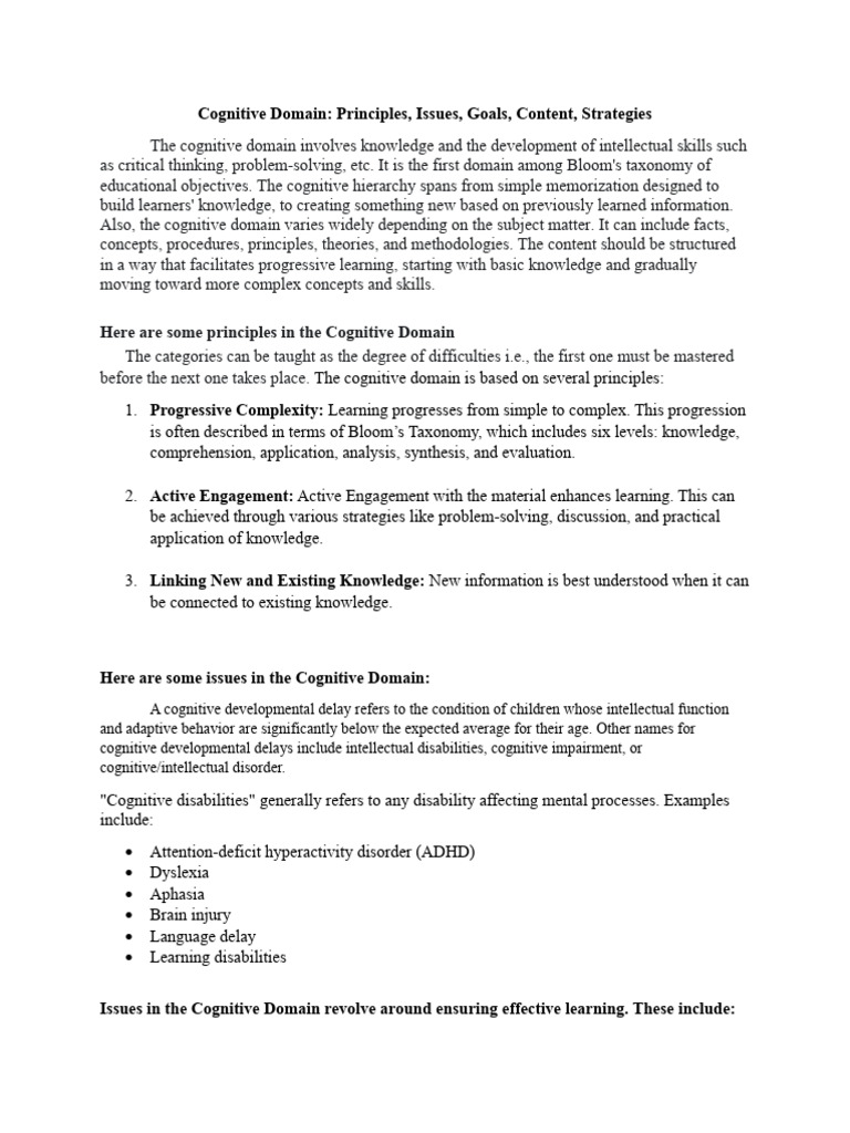 Understanding the Cognitive Domain | PDF | Cognition | Learning