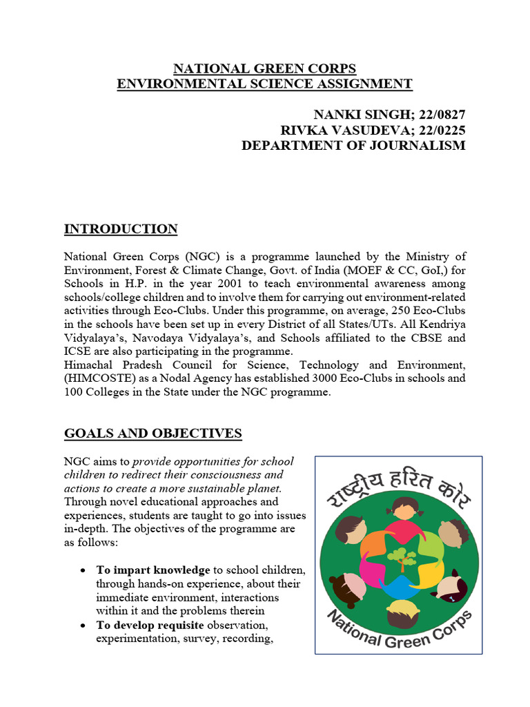 National Green Corps | PDF | Sustainability | Collaboration