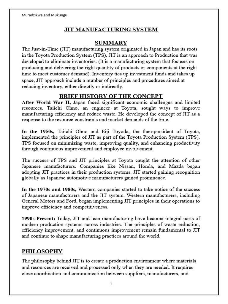 JIT Presentation | Download Free PDF | Lean Manufacturing | Inventory