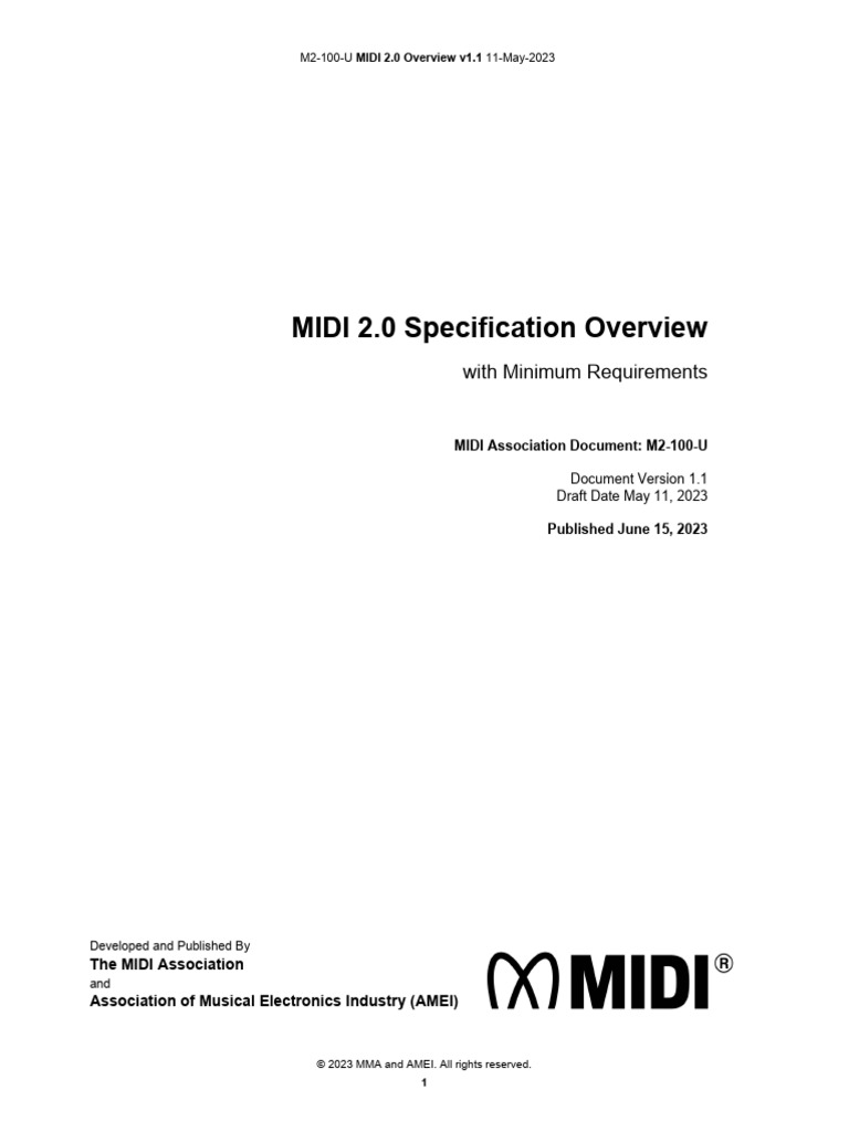 M2-100-U v1-1 MIDI 2-0 Specification Overview | PDF | Json | Computer Standards