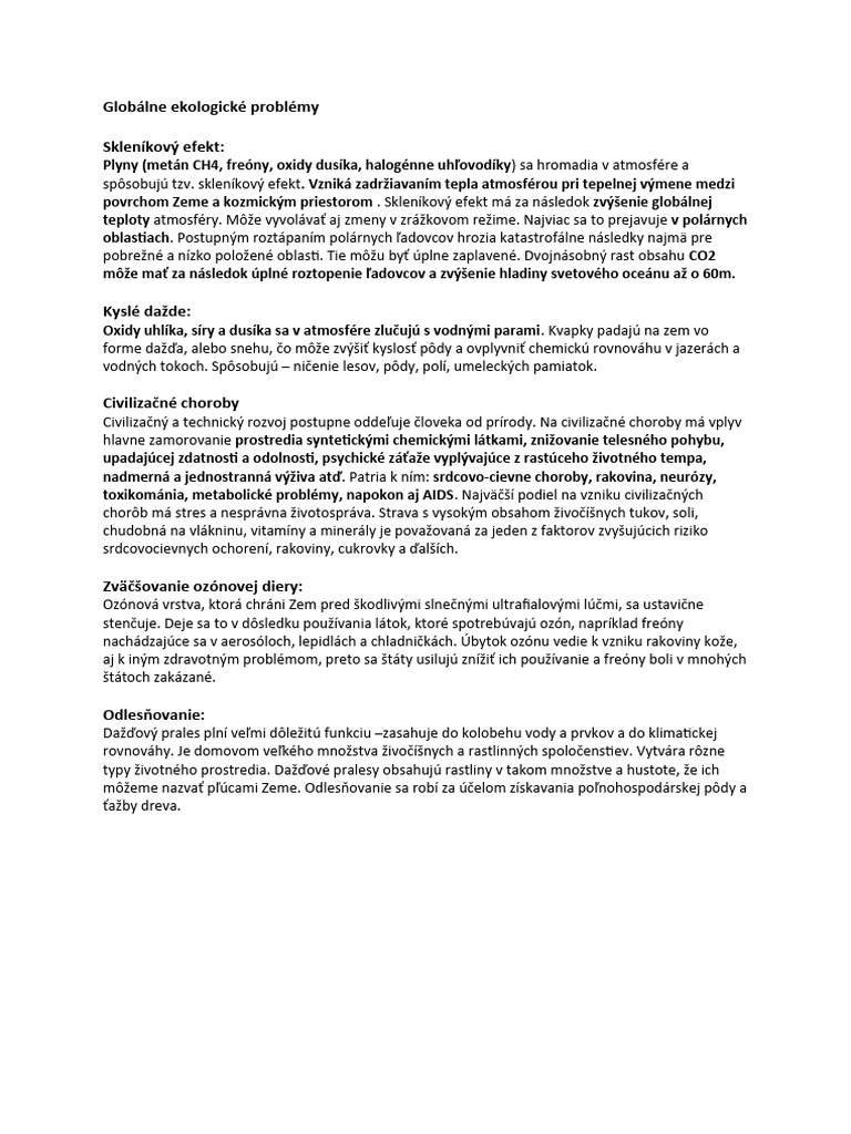 Globálne Ekologické Problémy | PDF