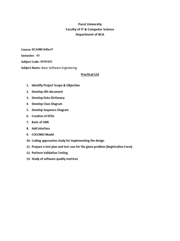 Parul University Faculty of IT & Computer Science Department of BCA | PDF