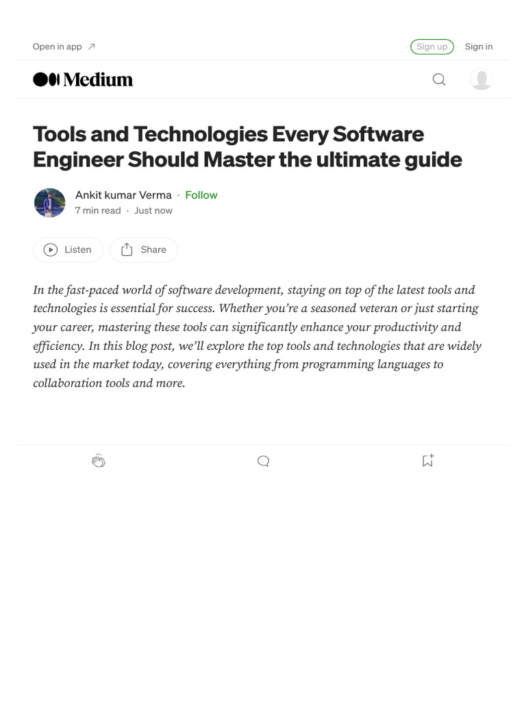 Tools and Technologies For Software Engineer | PDF | Integrated Development Environment | Databases