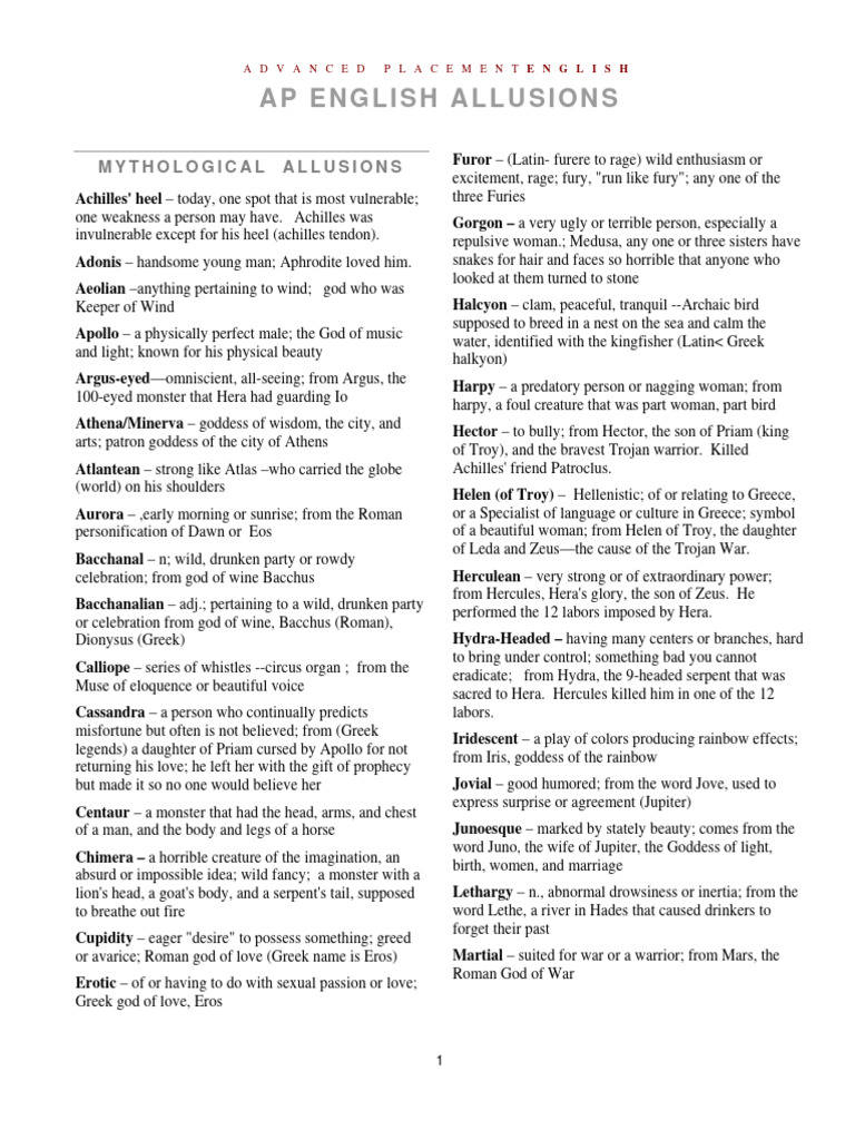 Allusions | Download Free PDF | Greek Mythology | Ancient Greek Religion