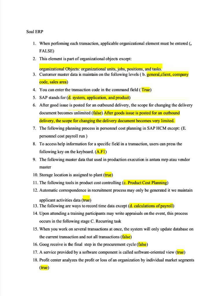 PDF Jawaban Soal Erp2 - Compress | PDF