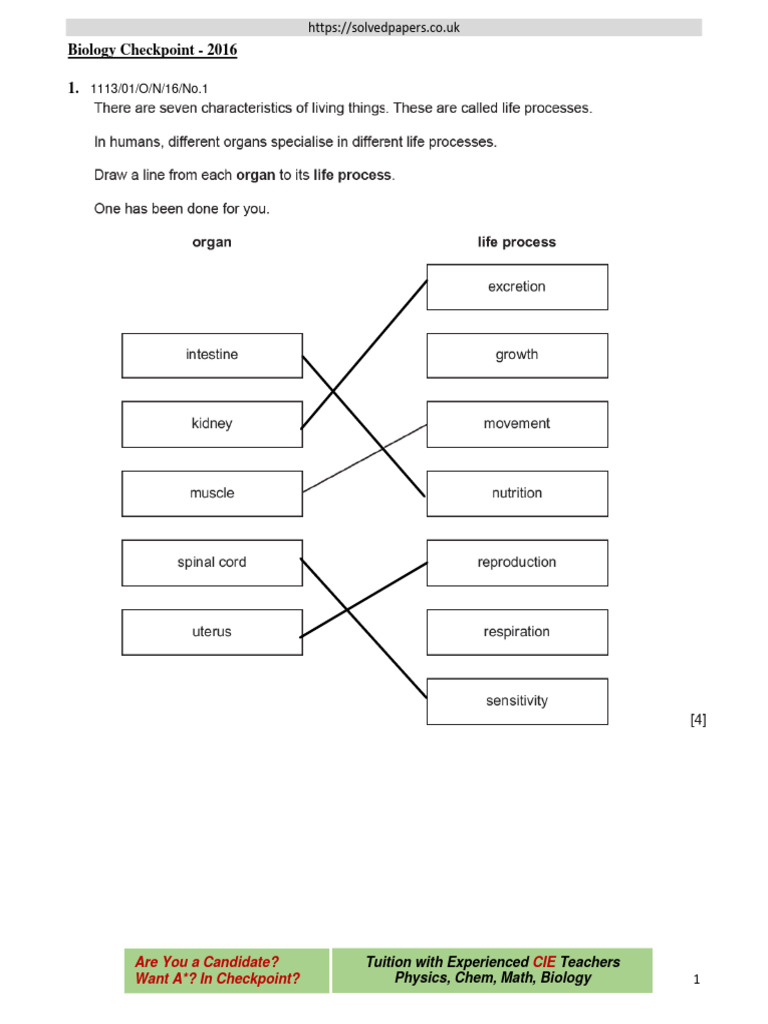 2016 Biology Checkpoint | PDF | Cell (Biology) | Biology