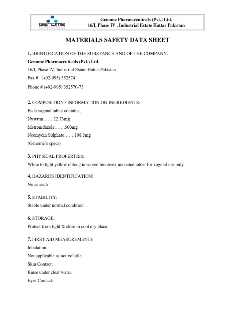 Neometin Tablet-MSDS | PDF
