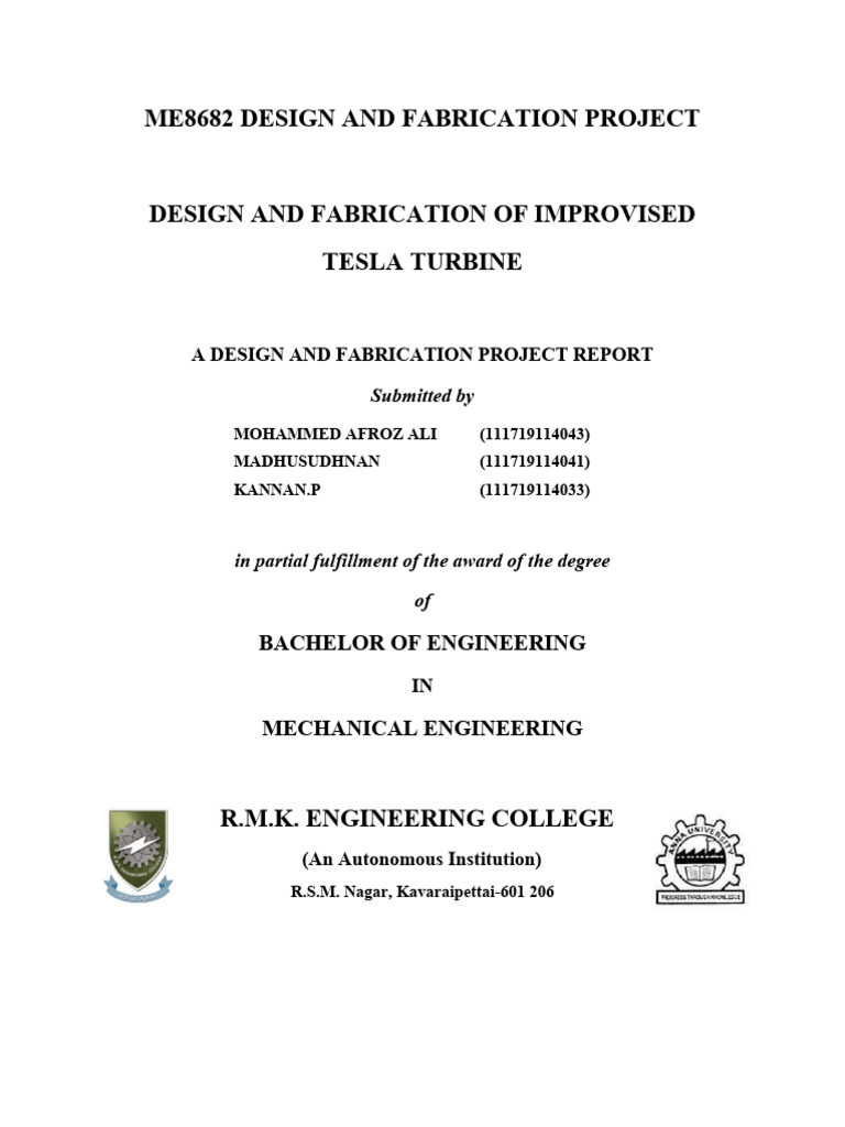 Sample Report on Design & Fabrication Project | PDF | Strength Of ...