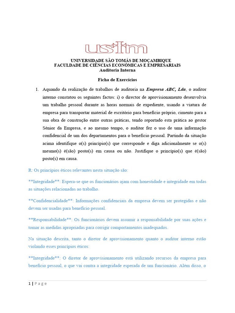 Ética e Controlo Interno em Auditoria | PDF | Contabilidade | Seguro