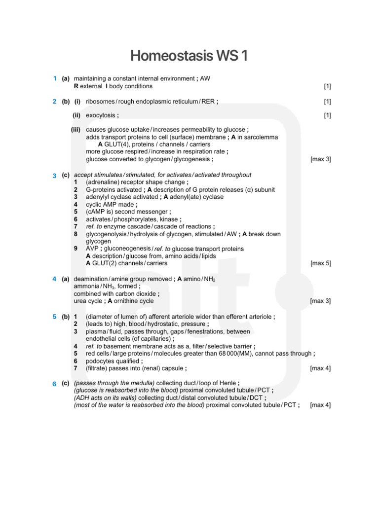 2-Homeostasis Worksheet 1watermark Worksheet 1 Answers | PDF ...