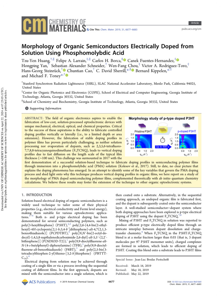 Huang Et Al 2019 Morphology of Organic Semiconductors Electrically ... Huang Et Al 2019 Morphology of Organic Semiconductors Electrically ...