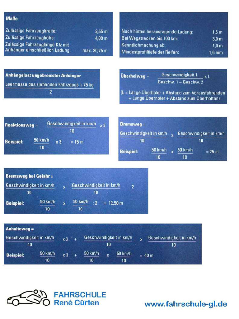 Formelsammlung FAustformel Führerschein | PDF