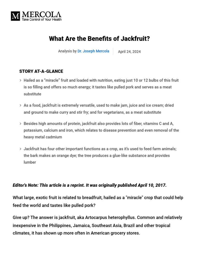 Jackfruit Benefits PDF | PDF | Vitamin | Foods