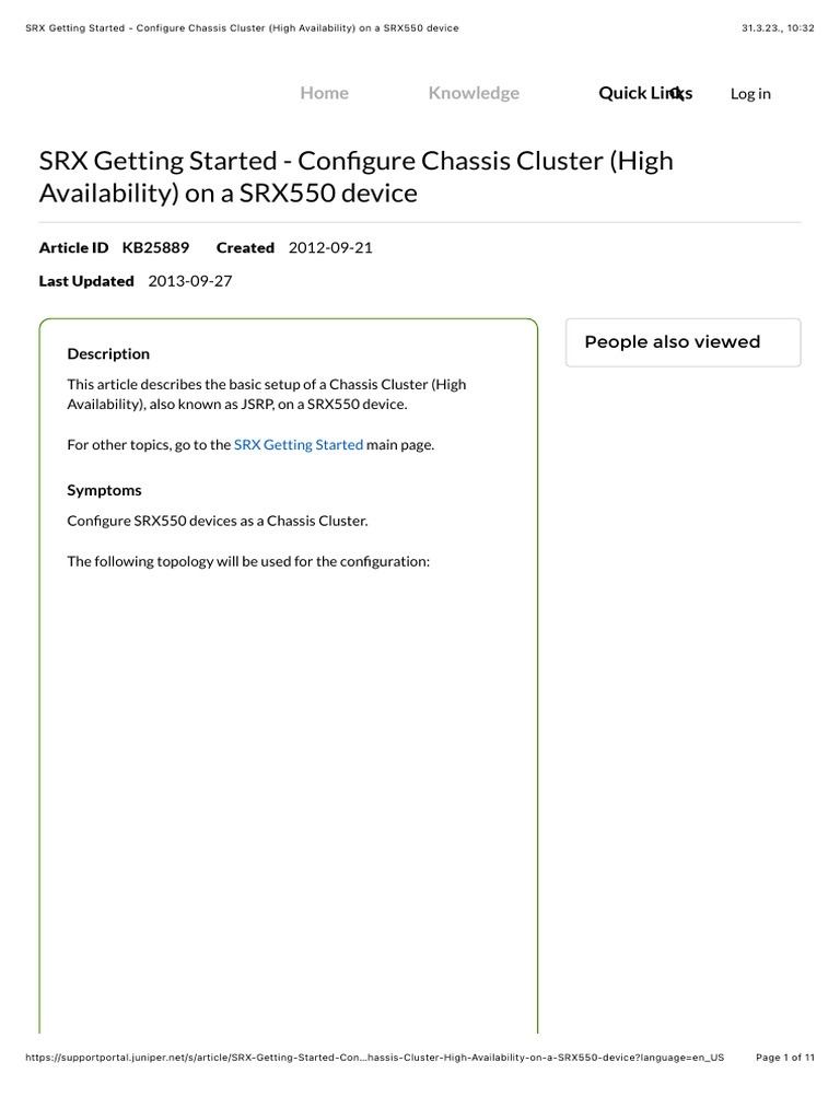 SRX Getting Started - Configure Chassis Cluster (High Availability) On ...