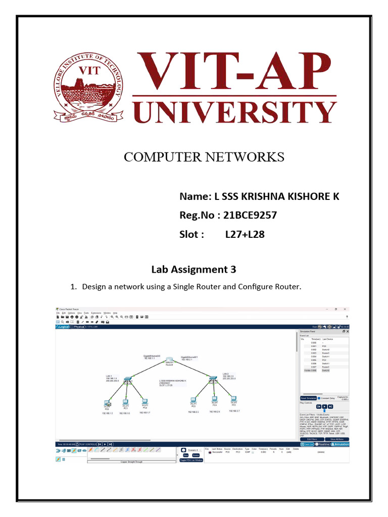 21BCE9257 - CN - Lab Assignment 3 | PDF | Router (Computing) | Computer Network