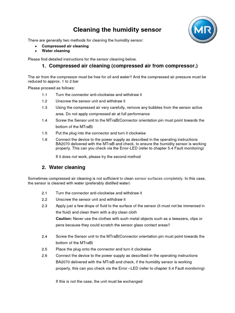 Cleaning The Humidity Sensor-Eng | PDF | Electrical Connector | Water