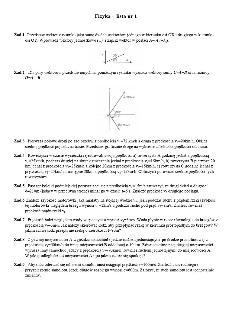 Fizyka Lista1 | PDF