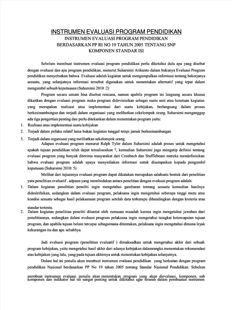 PDF Instrumen Evaluasi Program Pendidikan - Compress | PDF