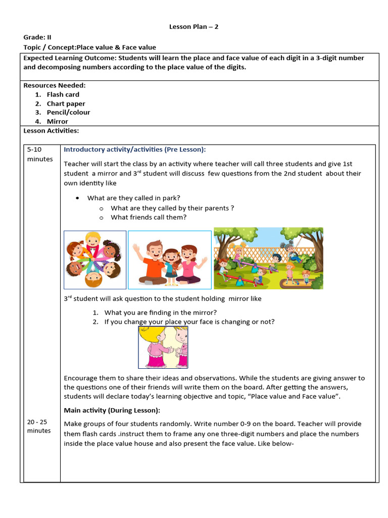 Place Value and Face Value Lesson Plan | PDF | Learning | Pedagogy