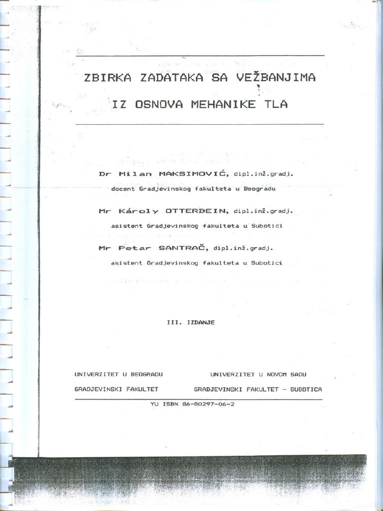 Mehanika Tla Zbirka Zadataka Maksimovic | PDF