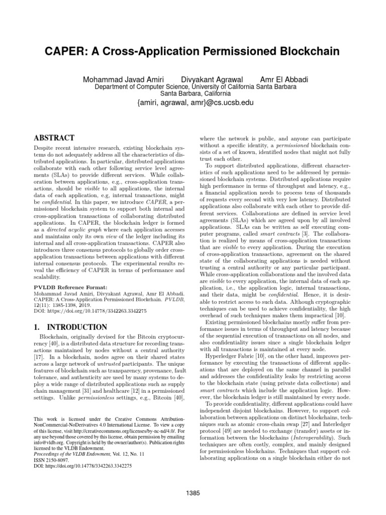 09 - CAPER: A Cross-Application Permissioned Blockchain | PDF ...
