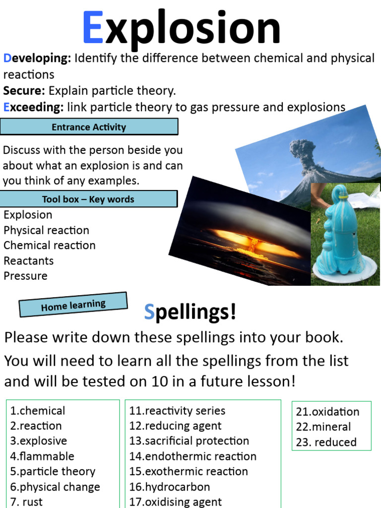 Lesson 1 - Explosions | Download Free PDF | Chemical Reactions | Gases