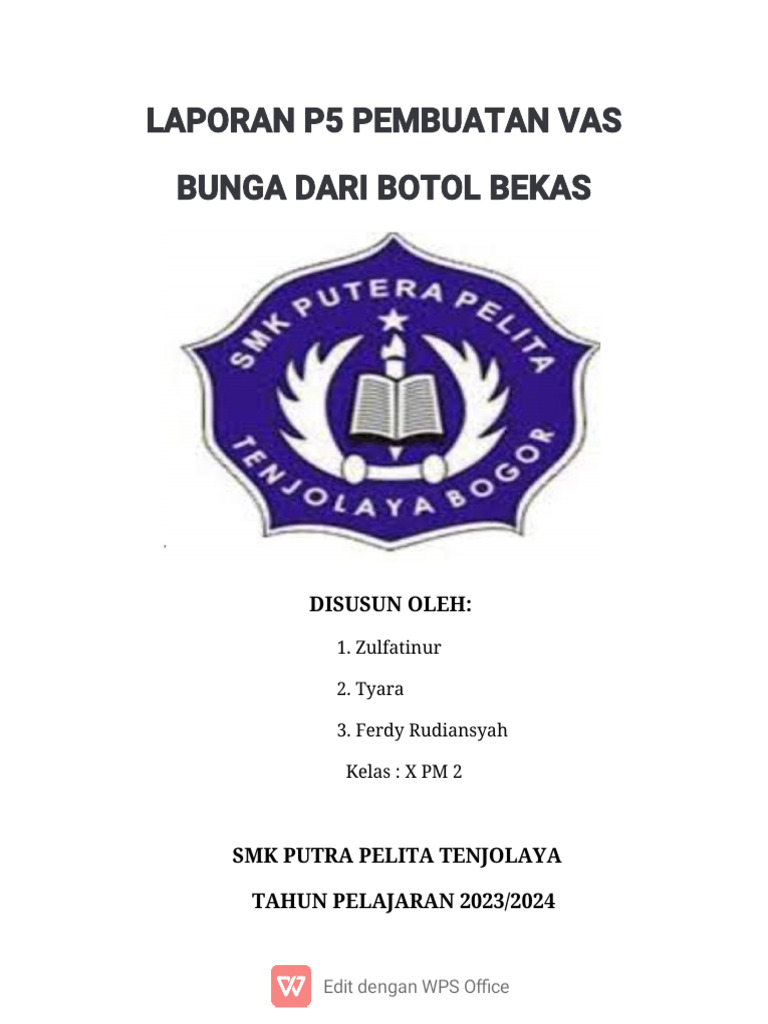Laporan p5 Pembuatan Vas Bunga Dari Botol Plastik Bekas | PDF