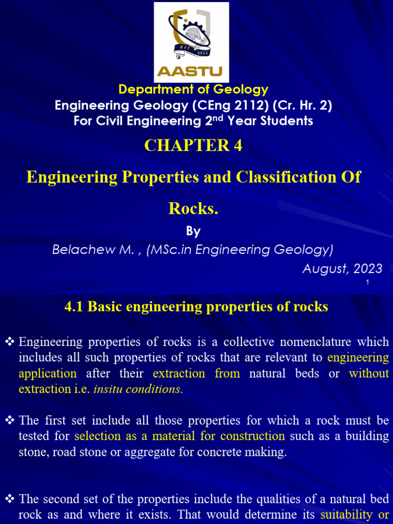 Chapter 4-Engineering Geology - 2023 | PDF | Strength Of Materials | Deformation (Engineering)