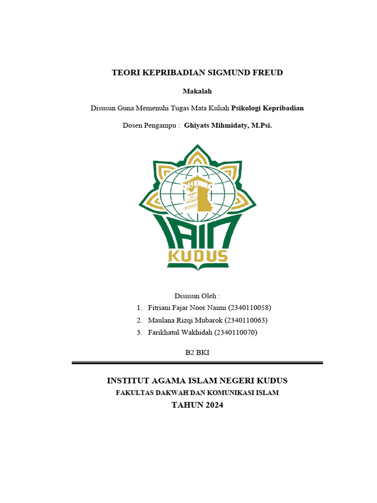 Teori Kepribadian Freud dan Psikoanalisis | PDF | Filsafat | Sains ...